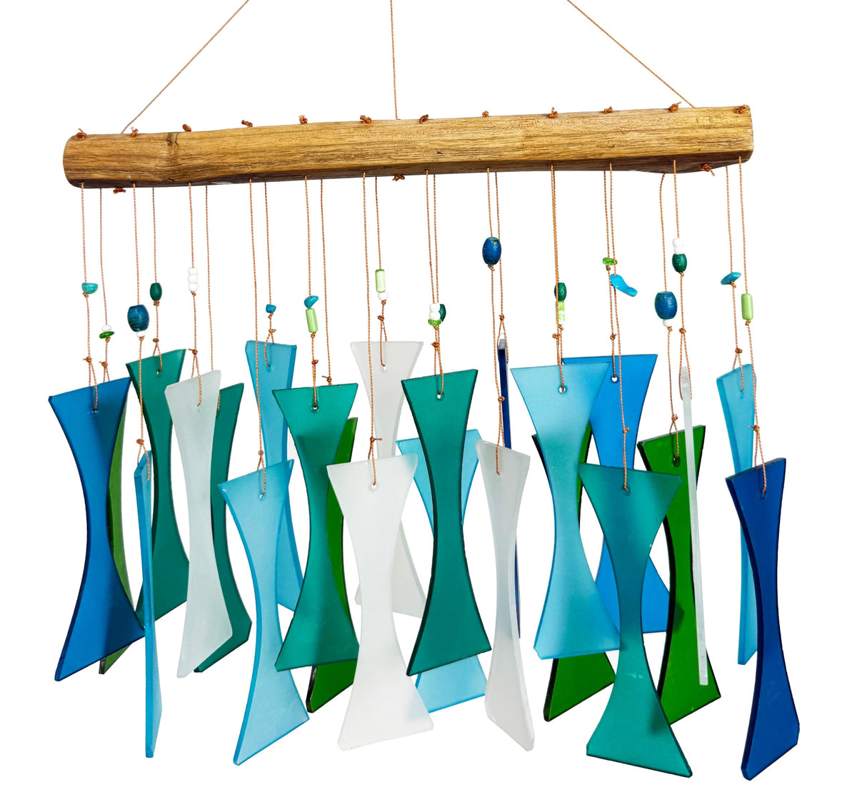 Gift Essentials Blue Handworks Line - Ocean Beaded Cast-Off Glass Chim ...