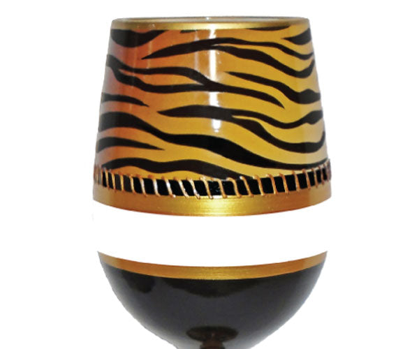 Stemless Wine Glass Deco Tiger Bottom's Up — The Bird Shed